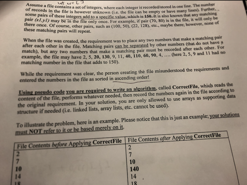 Solved A Assume A File Contains A Set Of Integers Where 