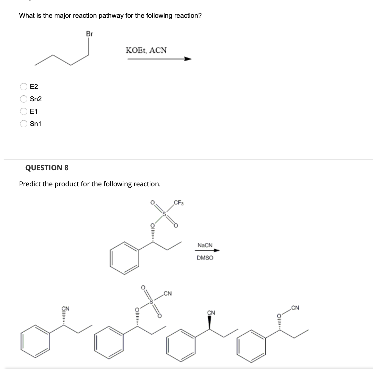 Solved What is the major reaction pathway for the following | Chegg.com