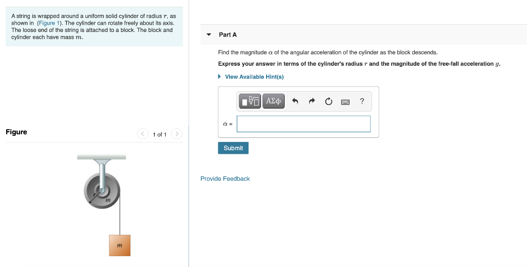 Solved A string is wrapped around a uniform solid cylinder | Chegg.com