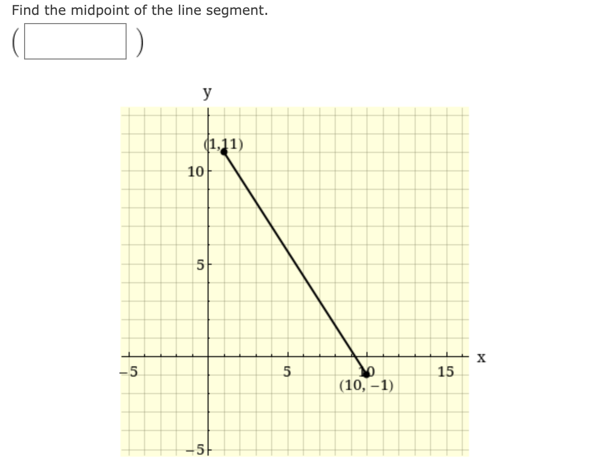 Solved Find the midpoint of the line segment. (1)Solve the | Chegg.com