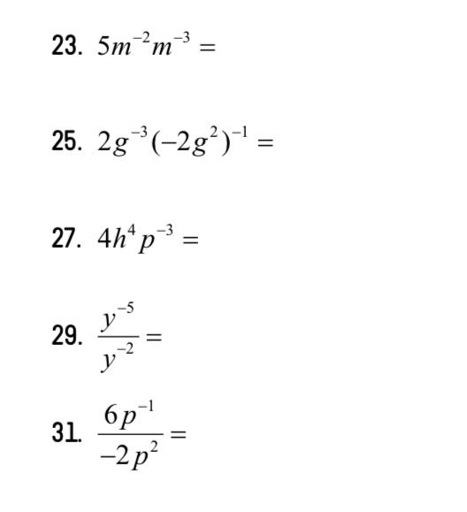 Solved 23. 5mm = 25. 28-(-28?)-' = 27. 4h4 p= = 5 V 29. 22 | Chegg.com