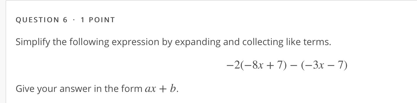 Solved QUESTION 1 · 1 POINT Simplify the given expression: | Chegg.com