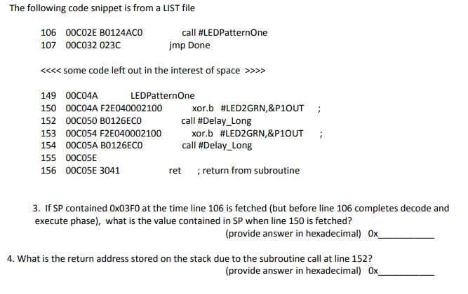 The following code snippet is from a LIST file 106 | Chegg.com