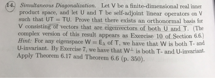 4 Simultaneous Diagonalization Let V Be A
