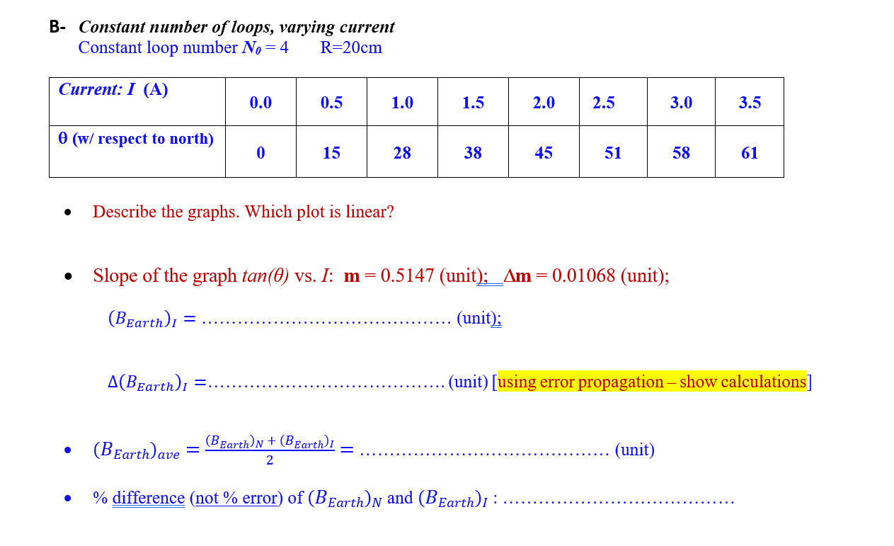 B- Constant number of loops, varying current Constant | Chegg.com