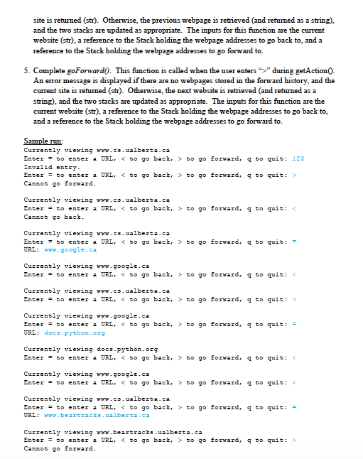 Lab 4, Exercise 2: Web browser simulator | Chegg.com