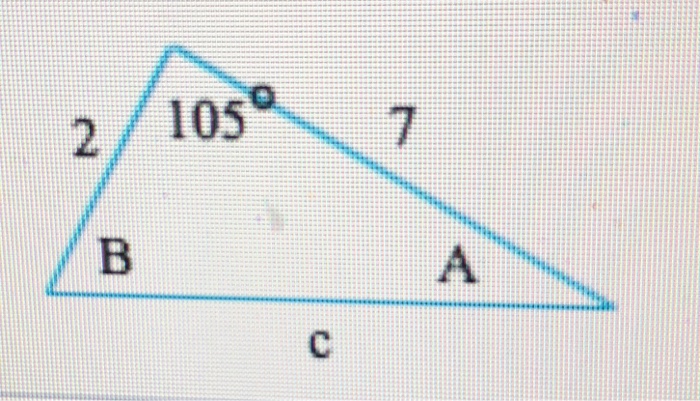 Solved Solve the triangle. Find side c, angle A, and angle B | Chegg.com