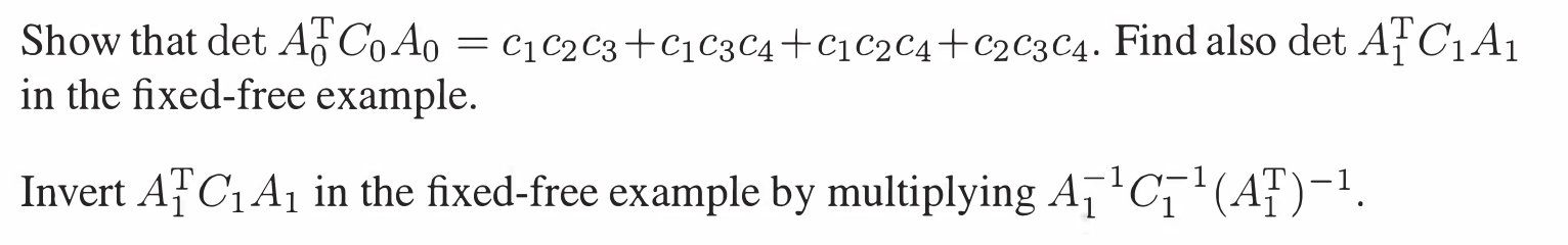 Linear algebra problem (engineering matrices from | Chegg.com