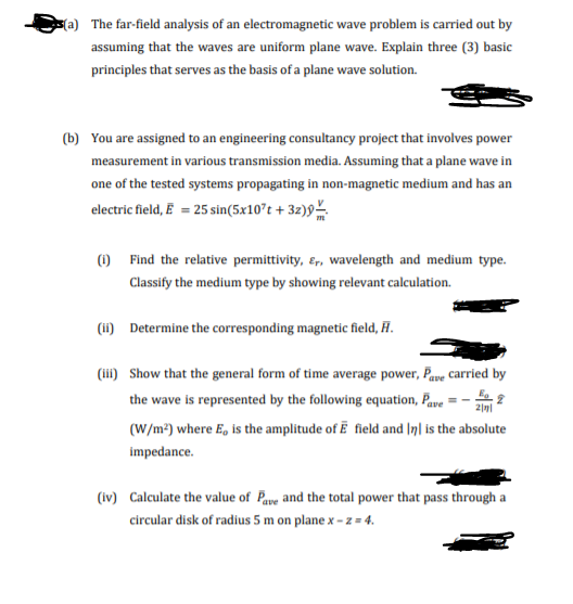 Solved (a) The far-field analysis of an electromagnetic wave | Chegg.com