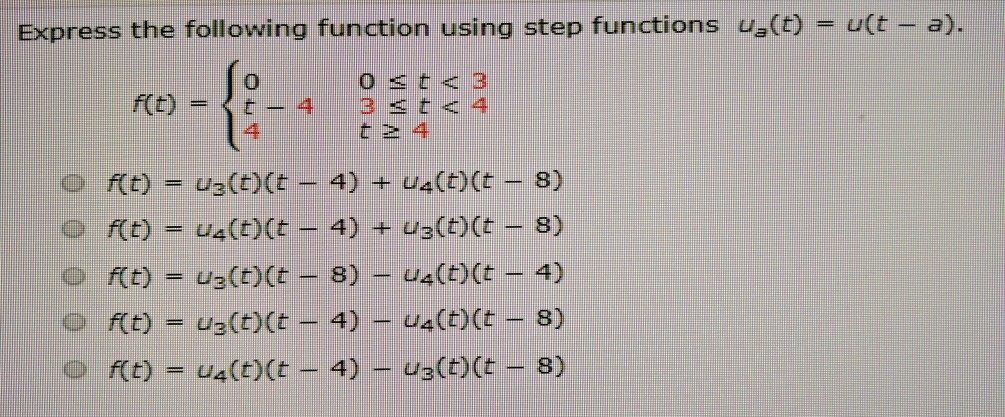 Solved Express the following function using step functions 4 | Chegg.com