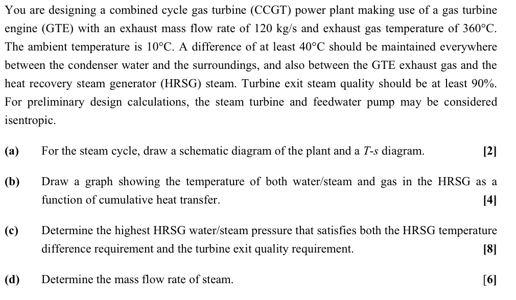 You are designing a combined cycle gas turbine (CCGT) | Chegg.com