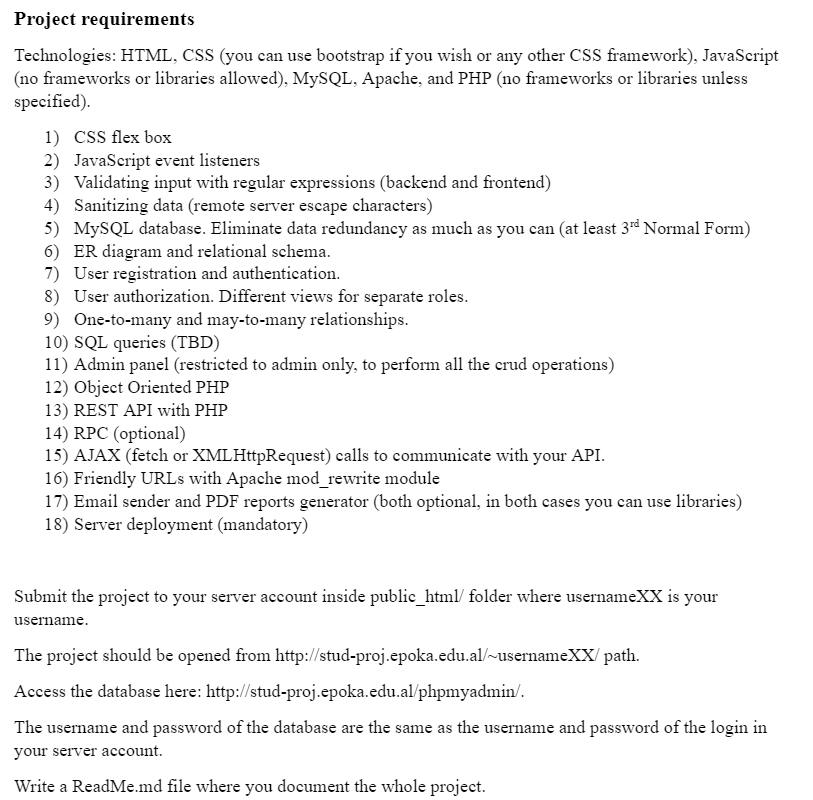 Solved Project Requirements Technologies Html Css Yo 