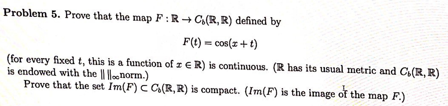 Solved Problem 5. Prove that the map F:R + C.(R, R) defined | Chegg.com