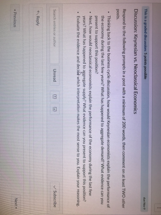 Solved Discussion: Keynesian vs. Neoclassical Economics | Chegg.com