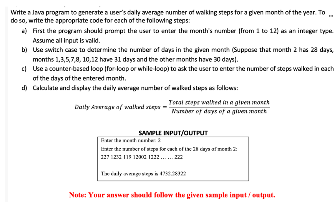 Solved .. Write a Java program to generate a user's daily | Chegg.com