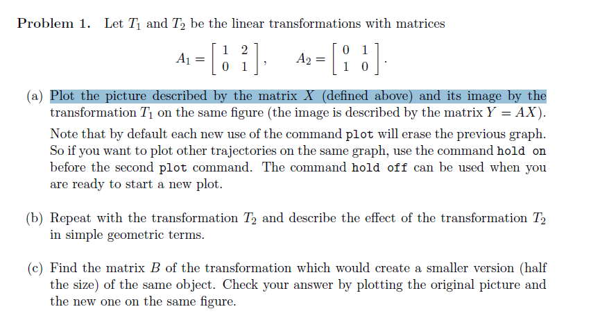 Problem 1. Let Ti and T2 be the linear | Chegg.com