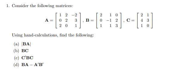 Solved Consider the following | Chegg.com