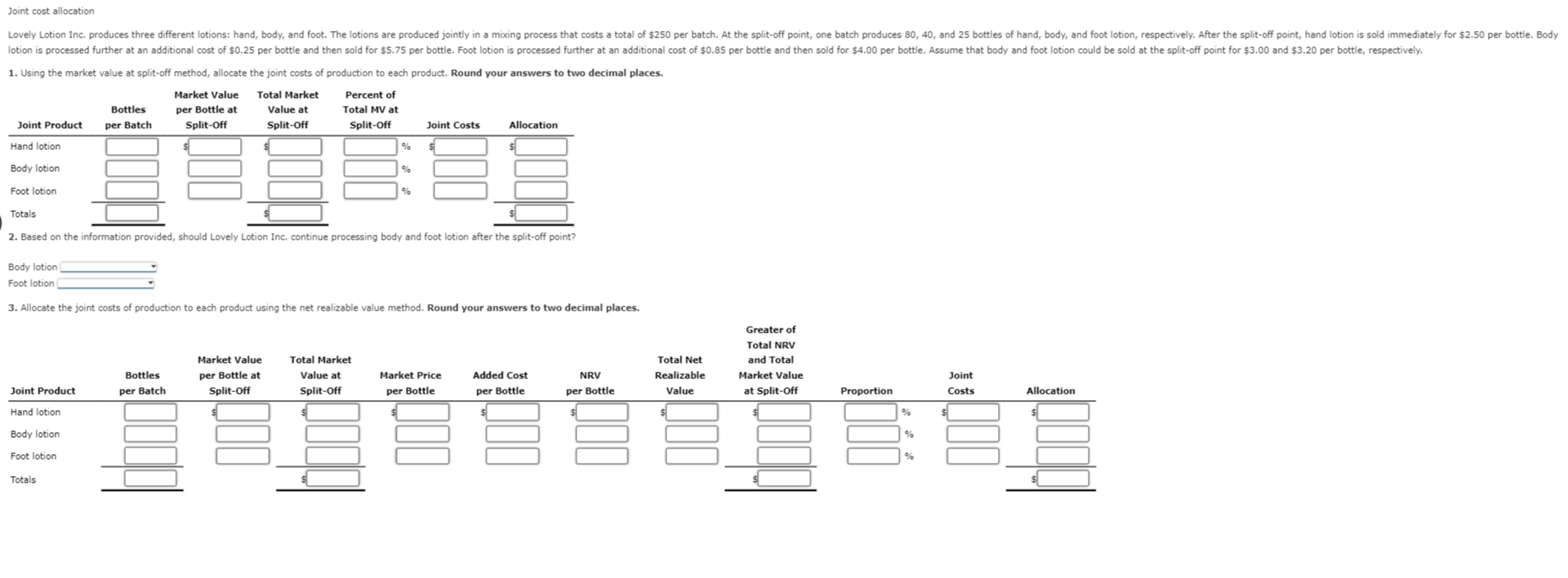 Solved 1. Using the market value at split-off method, | Chegg.com