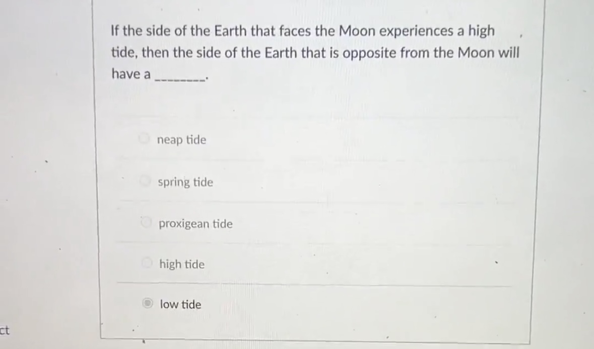 Solved If the side of the Earth that faces the Moon | Chegg.com