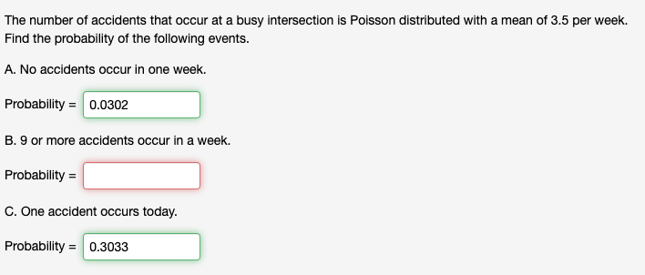 Solved The number of accidents that occur at a busy | Chegg.com