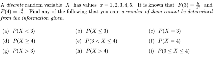 Solved A discrete random variable X has values x = | Chegg.com