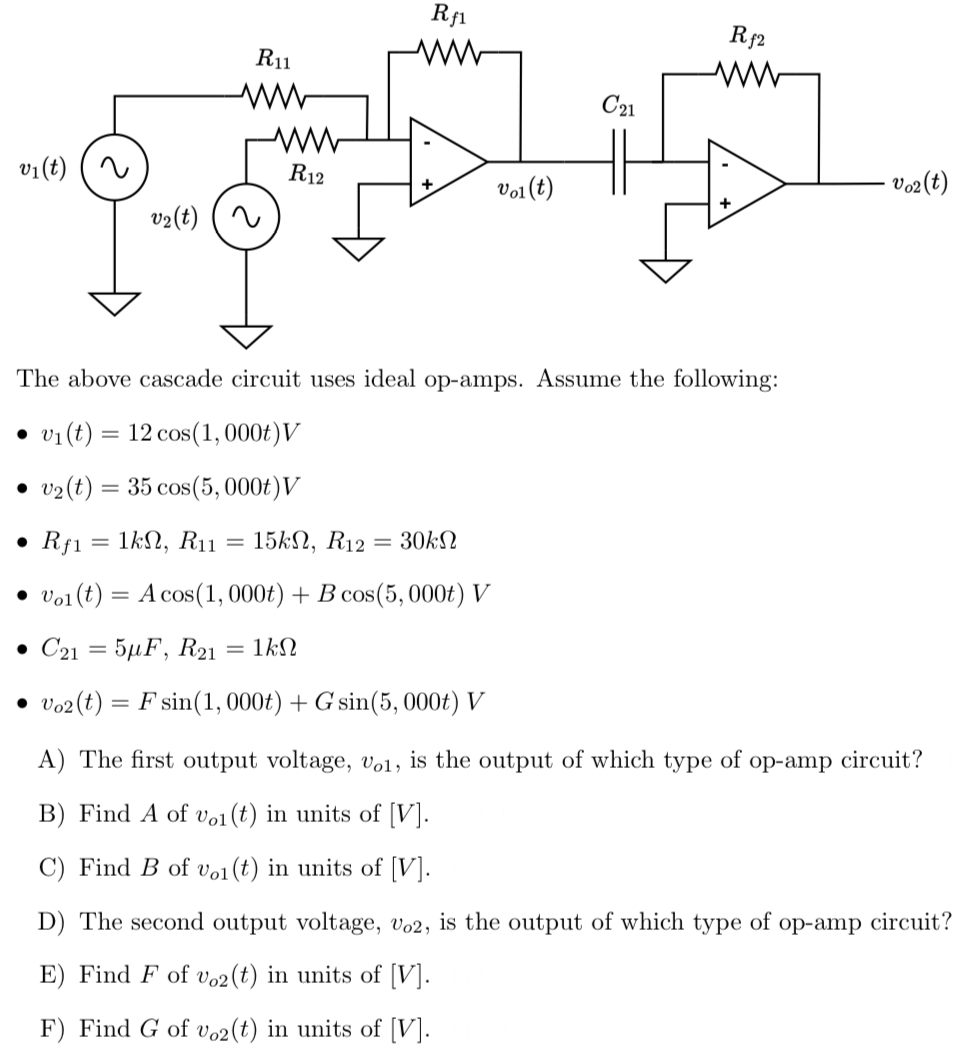Solved The above cascade circuit uses ideal op-amps. Assume | Chegg.com