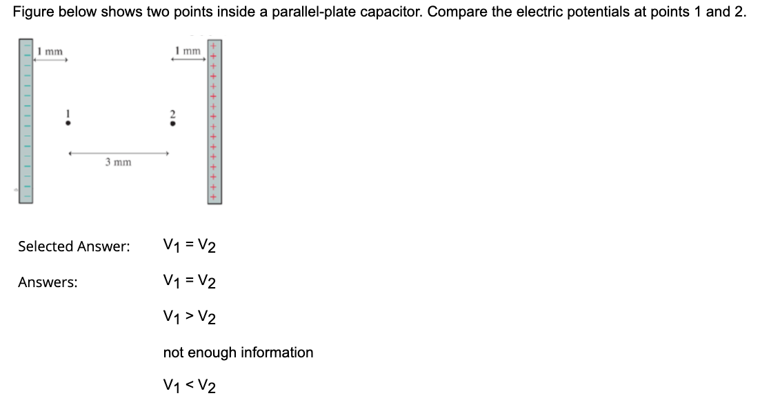Solved Figure below shows two points inside a parallel-plate | Chegg.com