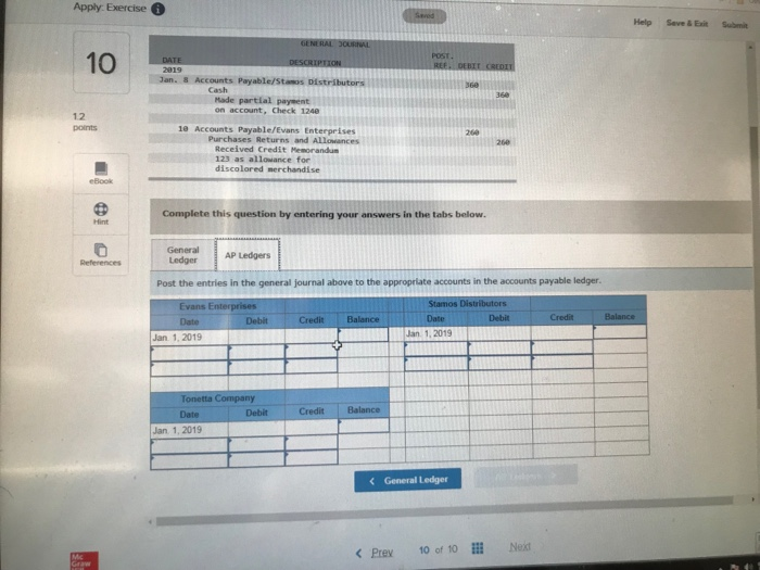 Solved Apply Exercise Help Save& Exit Submit Post the | Chegg.com