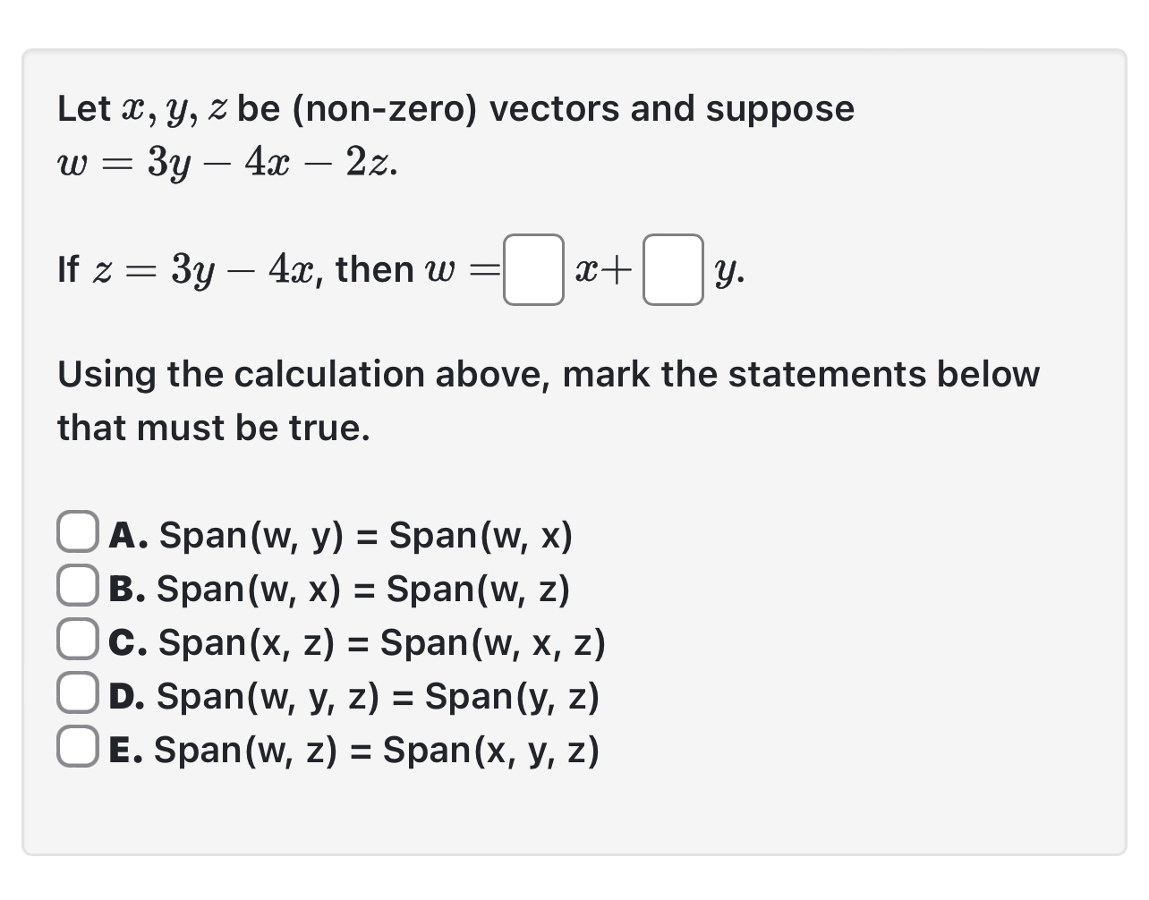 Solved Let x,y,z ﻿be (non-zero) ﻿vectors and | Chegg.com