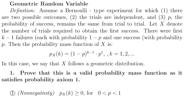 Solved Geometric Random Variable Definition: Assume a | Chegg.com