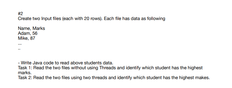 Solved 2 Create Two Input Files Each With 20 Rows Each 3928