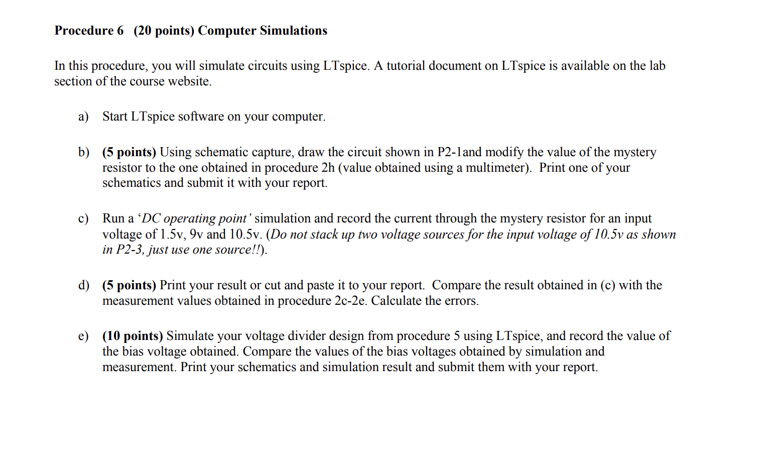 Solved Procedure 3 (20 points) Voltage Divider In this | Chegg.com