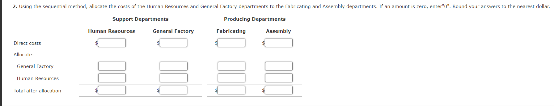 Solved Sequential (Step) Method of Support Department Cost | Chegg.com