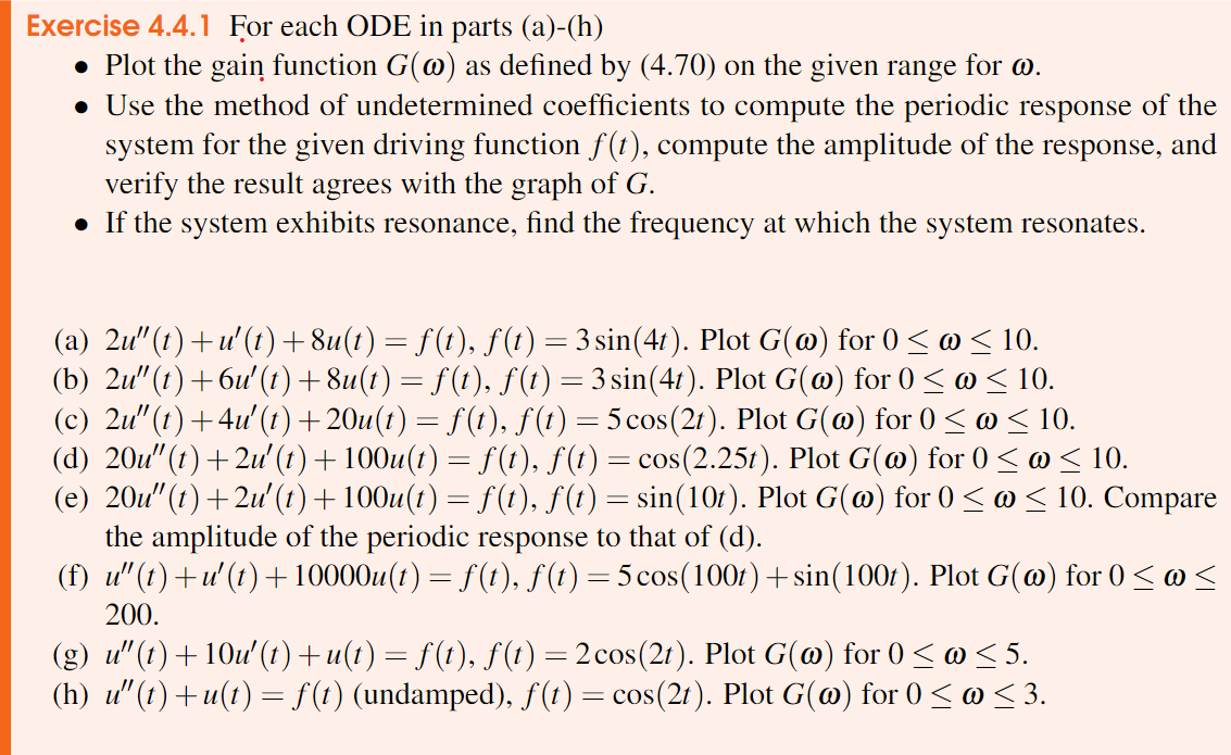 Solved Exercise 4.4.1 For each ODE in parts (a)-(h) - Plot | Chegg.com