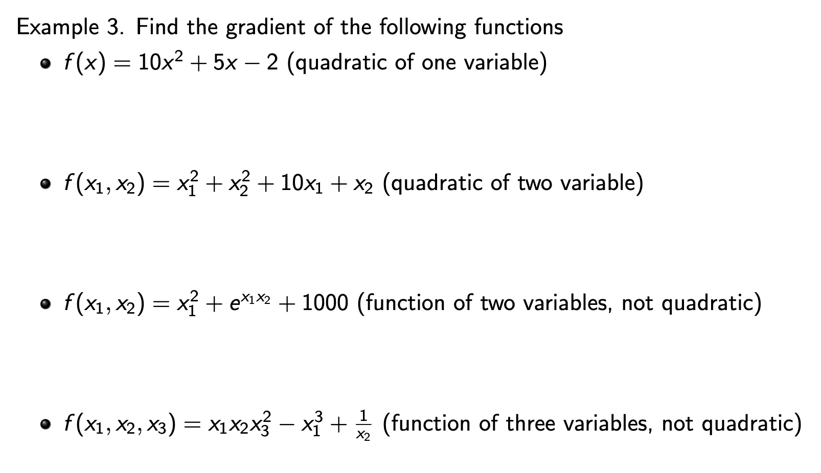 Solved Example 3. Find the gradient of the following | Chegg.com