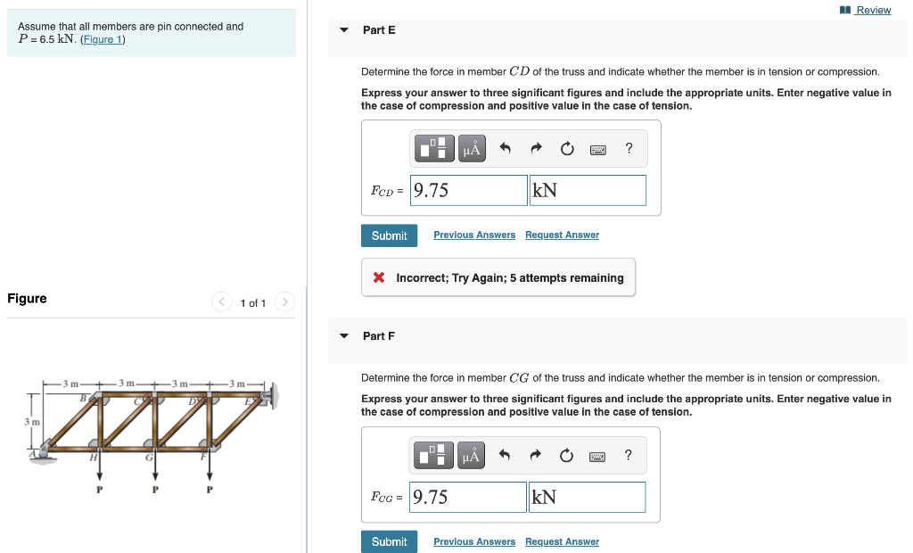 Solved Review Assume that all members are pin connected and | Chegg.com