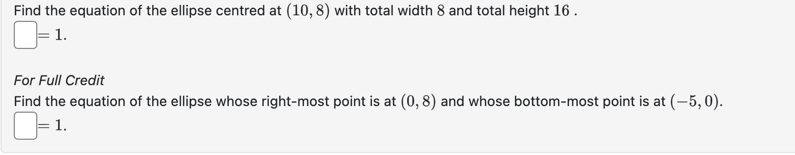 Solved Find the equation of the following ellipses (where | Chegg.com