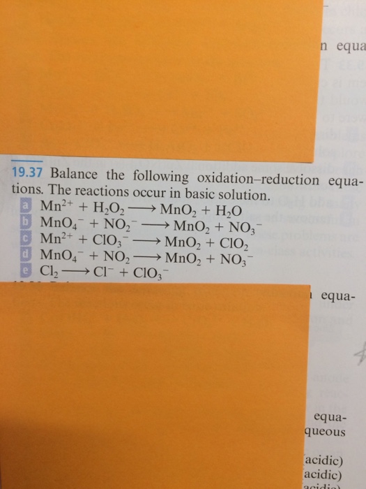 Solved Balance the following oxidation-reduction equations. | Chegg.com