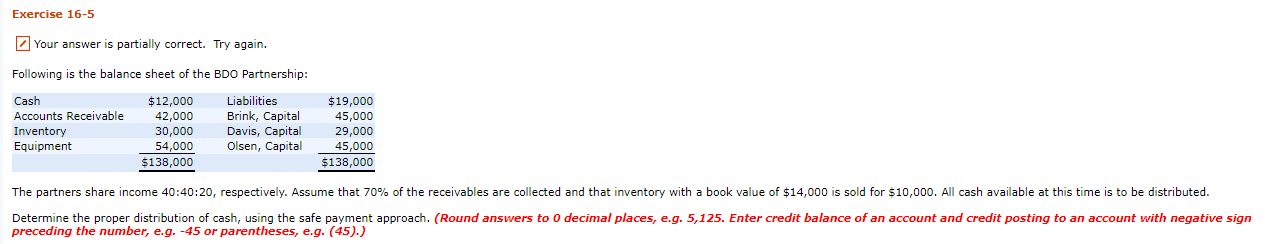Solved Exercise 16-5 Your answer is partially correct. Try | Chegg.com