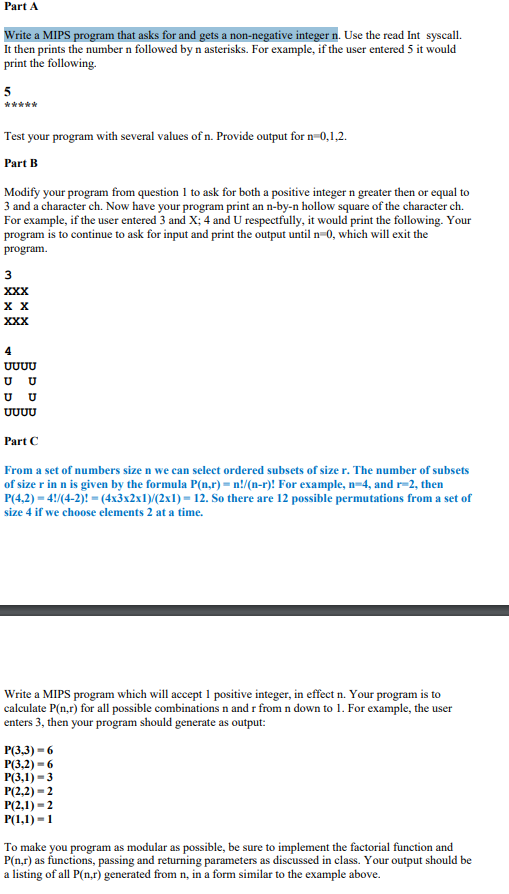 Part A Write A Mips Program That Asks For And Gets A