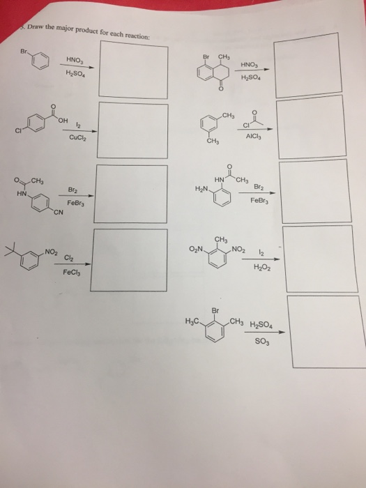 Solved Draw the major product for each reaction: HNOs H2SO4 | Chegg.com Solved Draw the major product for each reaction: HNOs H2SO4 | Chegg.com
