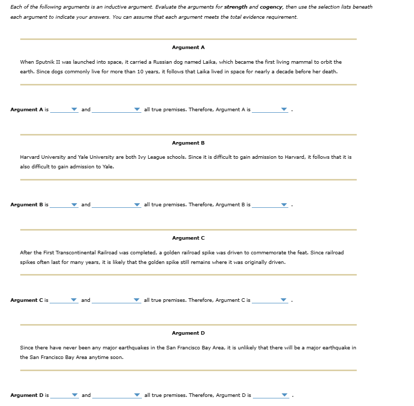 Each of the following arguments is an inductive | Chegg.com