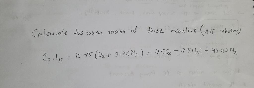 Solved Calculate the molar mass of these reaction (A/f | Chegg.com