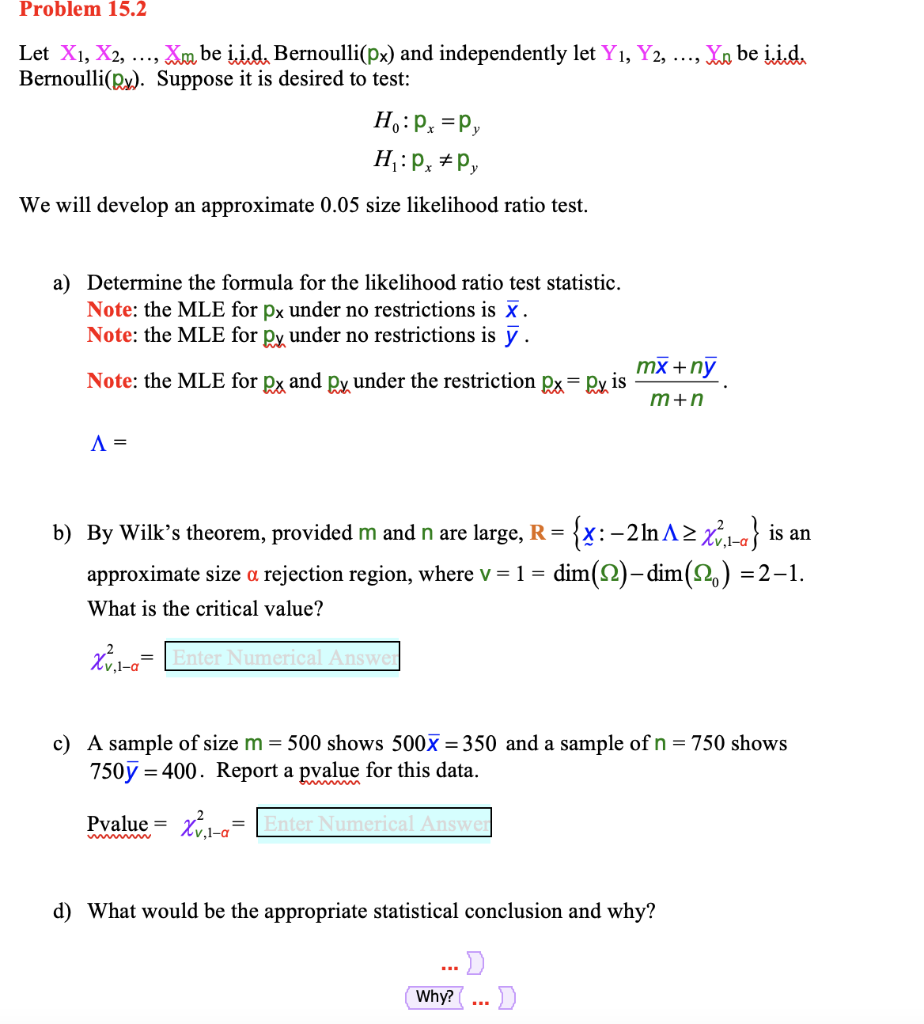 Solved Problem 15.2 Let X1,X2,…,Xm be i,i.d. Bernoulli( (px) | Chegg.com