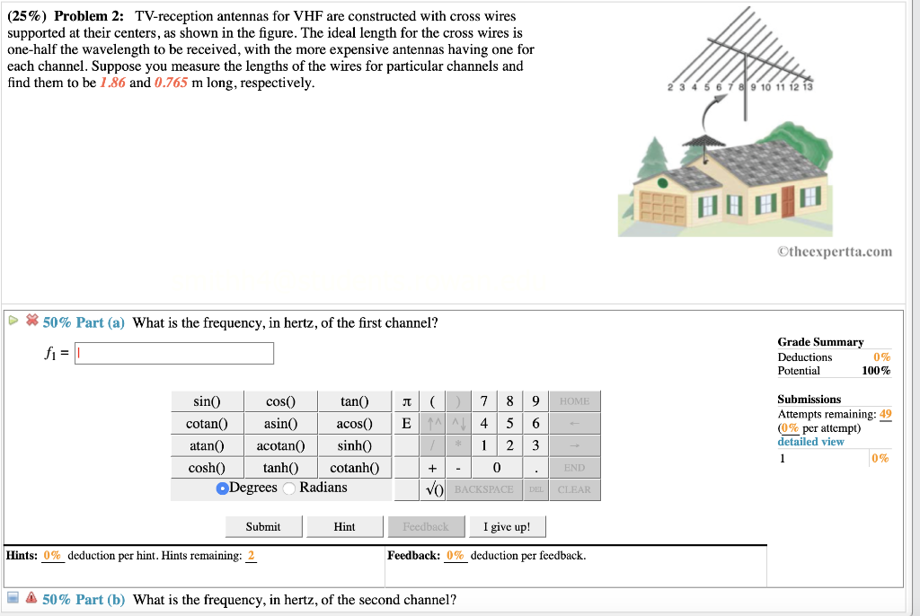 Solved (25%) Problem 2: TV-reception antennas for VHF are | Chegg.com