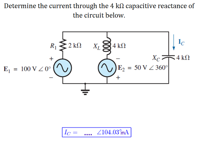 Solved Determine the current through the 4 kN capacitive | Chegg.com