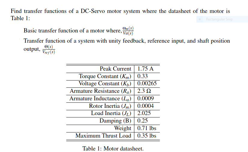 Solved Find transfer functions of a DC-Servo motor system | Chegg.com