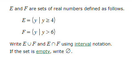 Solved E and F are sets of real numbers defined as follows. | Chegg.com