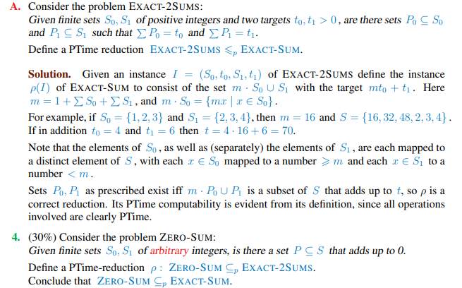 m A. Consider the problem EXACT-2SUMS: Given finite | Chegg.com