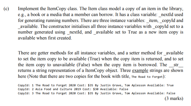 Solved Question 2 Define classes for a library, and test the | Chegg.com